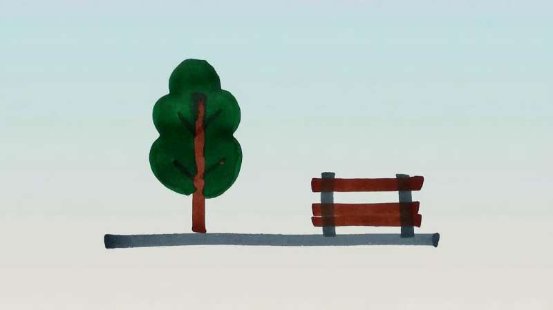 长椅和树的简笔画,教你画简单风景