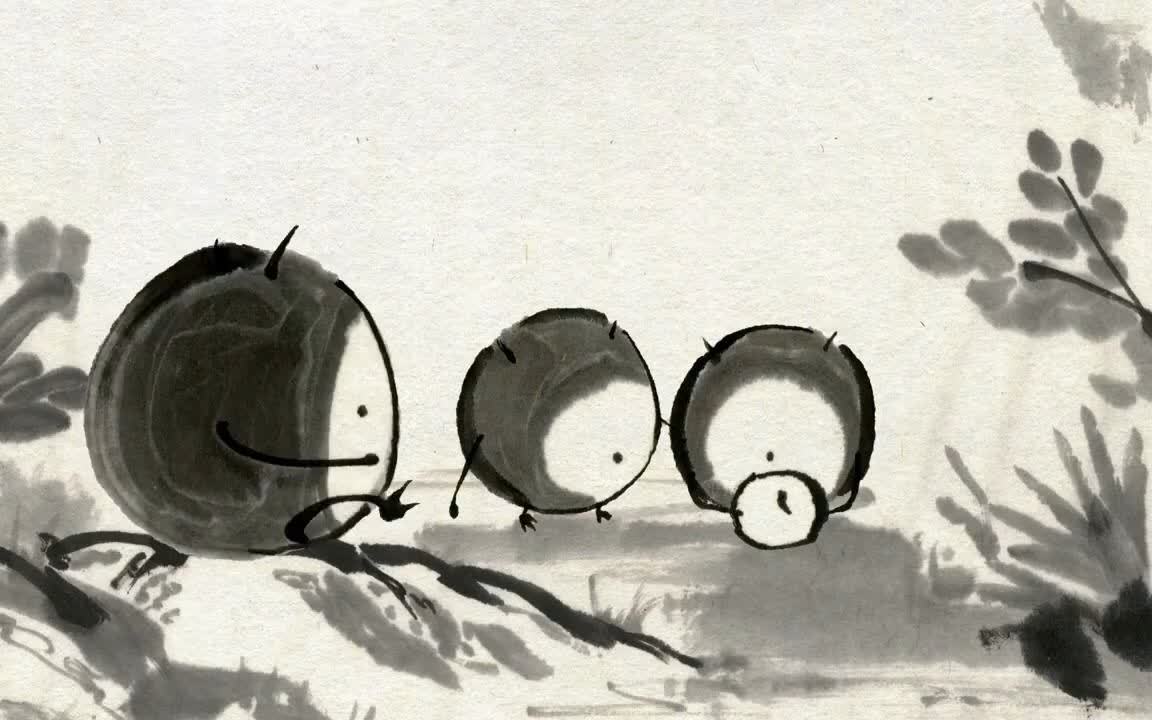 进来看可爱小豆鬼!日本动画大神玩起水墨风动画!