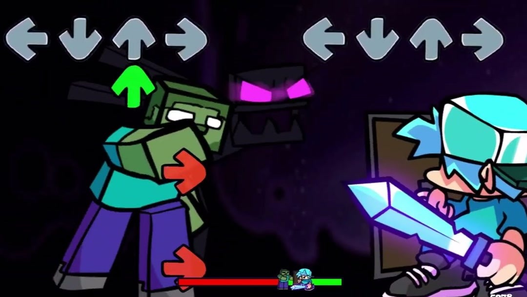 FNF周五放克动画:放克模组 VS 僵尸和末影人,我的世界模组