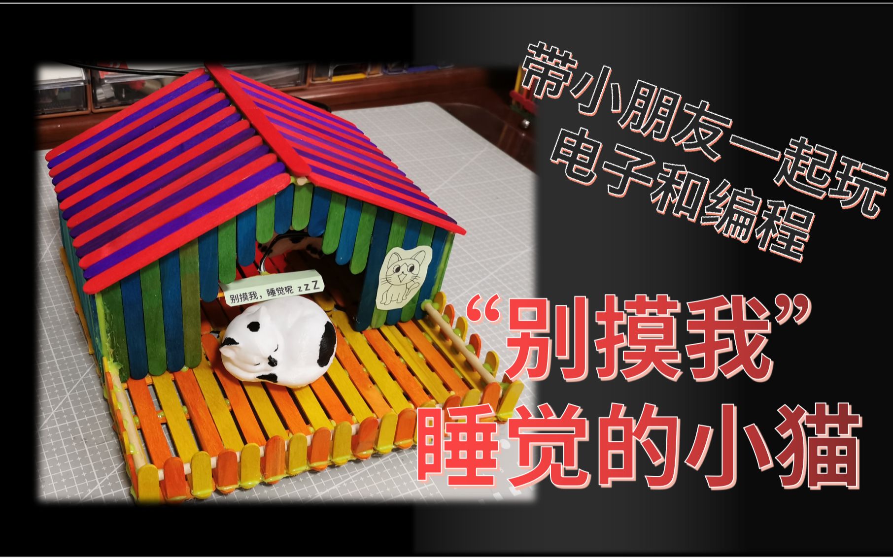 带小朋友一起玩电子和编程:别摸我,睡觉的小猫(microbit)