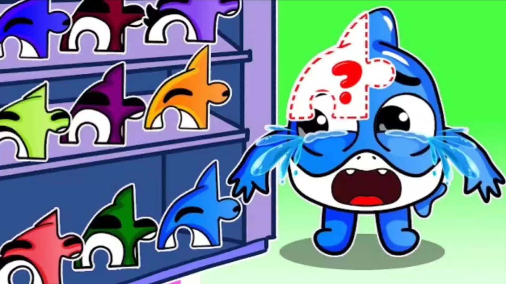 小鲨鱼动画:小鲨鱼拼图游戏!#儿童动画 #少儿 #卡通 #启蒙早教