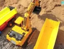 推土车突突车叉车大货车工作修建水泥路 挖土车动画片