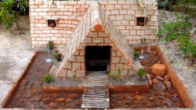 野外生存!在现实生活中建造秘密地下游泳池和水雷艇