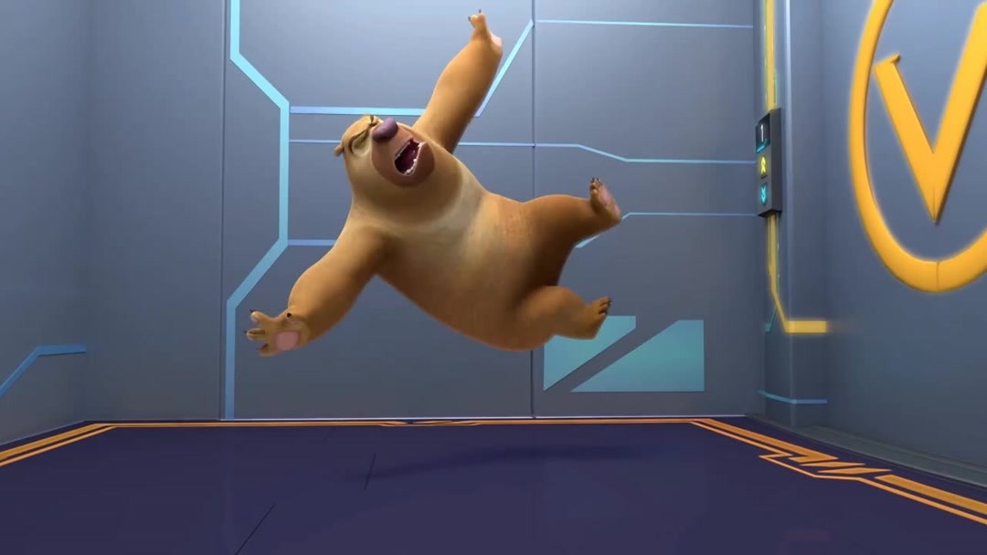 熊出没:熊二独闯实验室,刚进门就被电梯吓懵了!