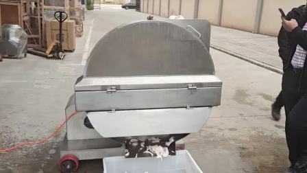 看看大块冻肉如何刨片机