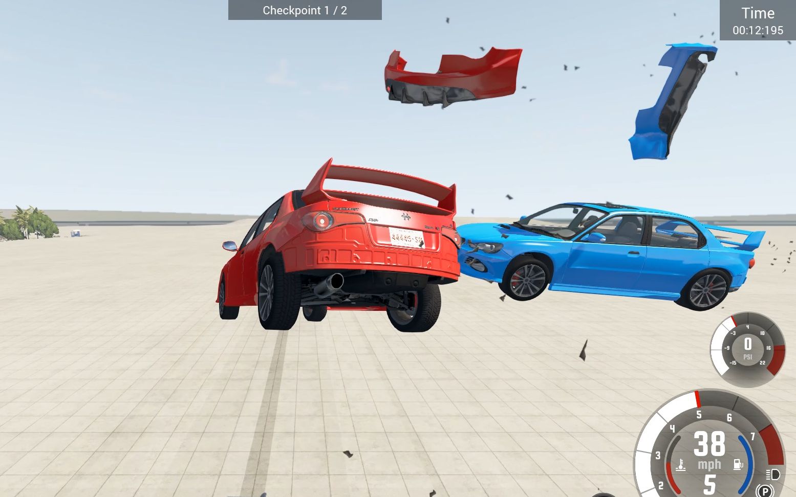 beamng:车祸模拟器游戏,情景模式十字路口两汽车相撞