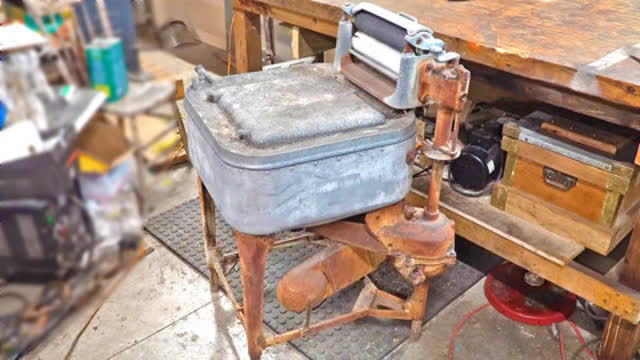 翻新修复1920年的洗衣机,快百年了,翻新出来还能洗衣服