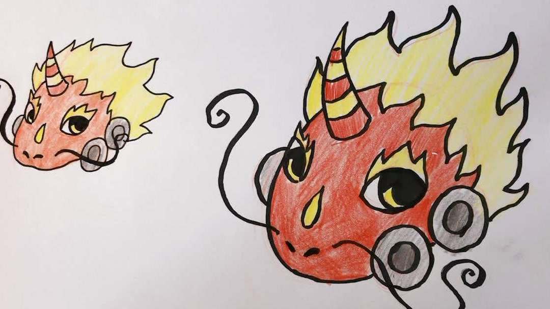 《机器人争霸》儿童手绘简笔画之机器人火麒麟