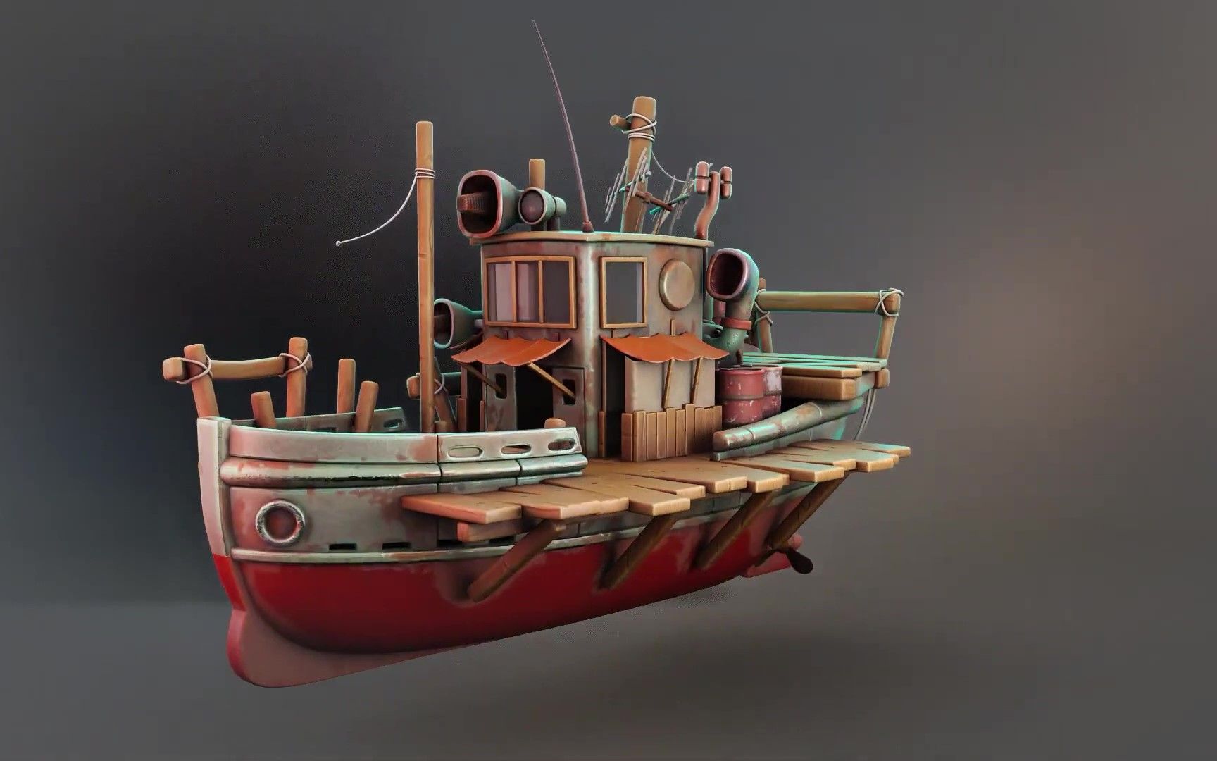 【maya】次时代卡通 船 建模