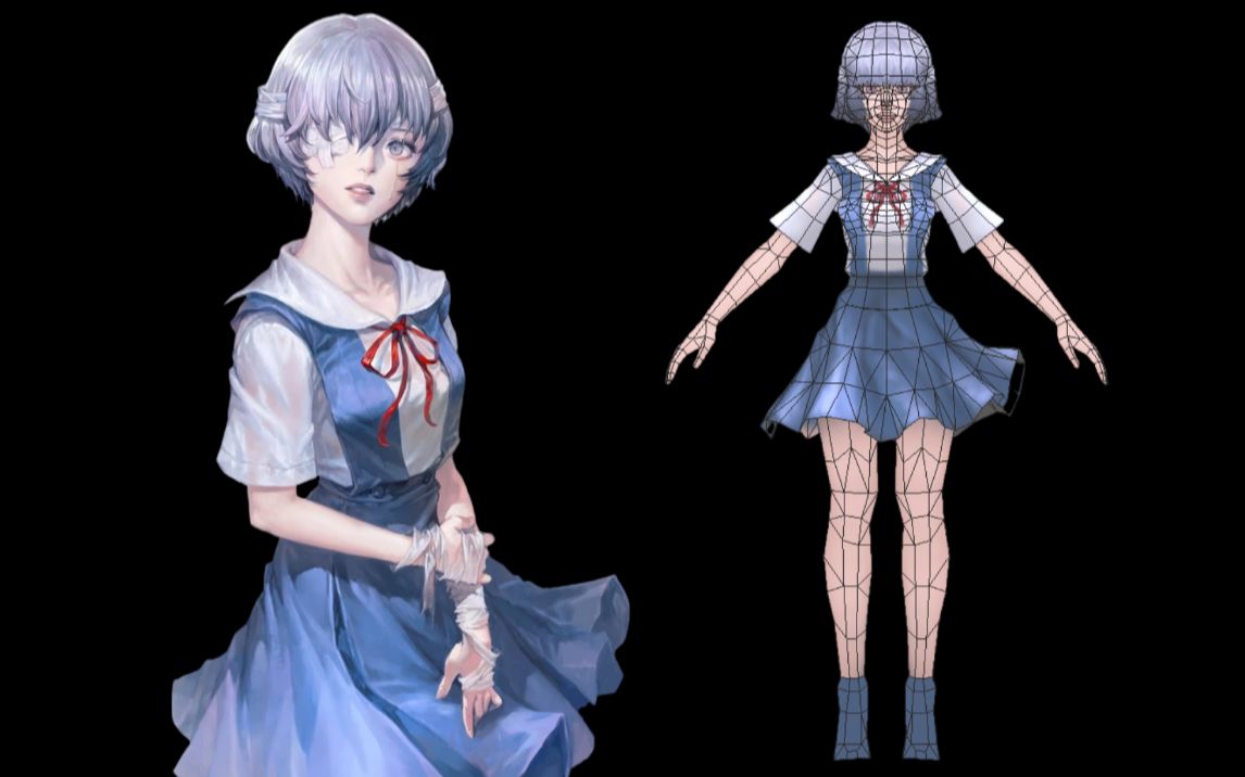 【3Dmax教程】手绘人物流程 二次元女性人物角色模型制作教程!