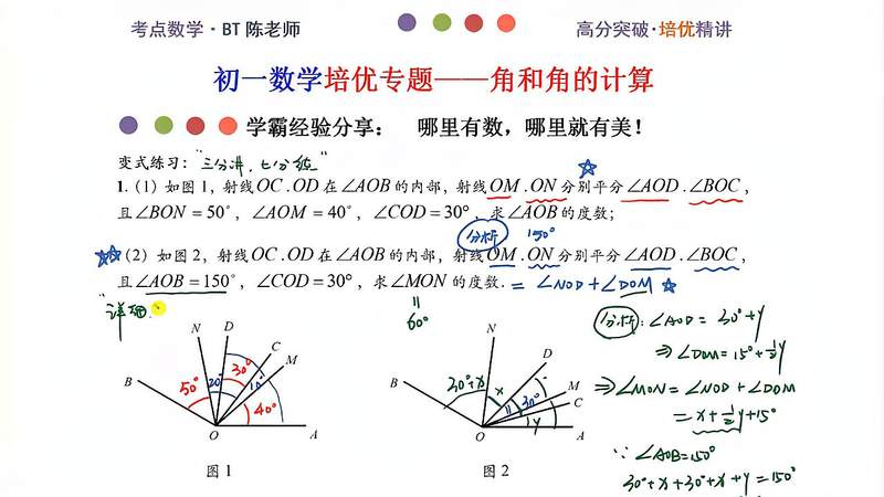 初一数学培优课第21集:角度计算综合题型提升训练