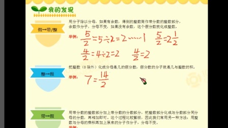 五年级数学(下)假分数化成整数或带分数