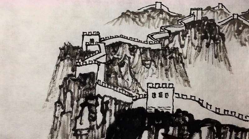 山水画入门点景必修课,国画山水画中的万里长城画法