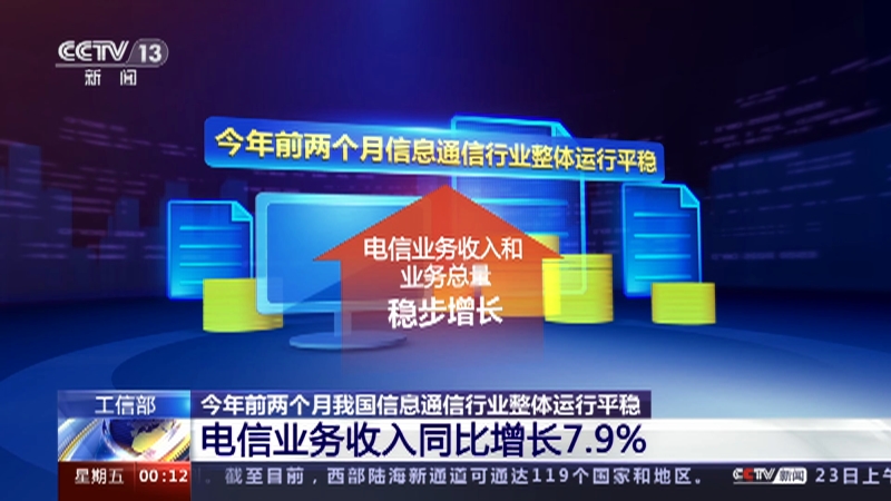 [午夜新闻]工信部 今年前两个月我国信息通信行业整体运行平稳 电信...