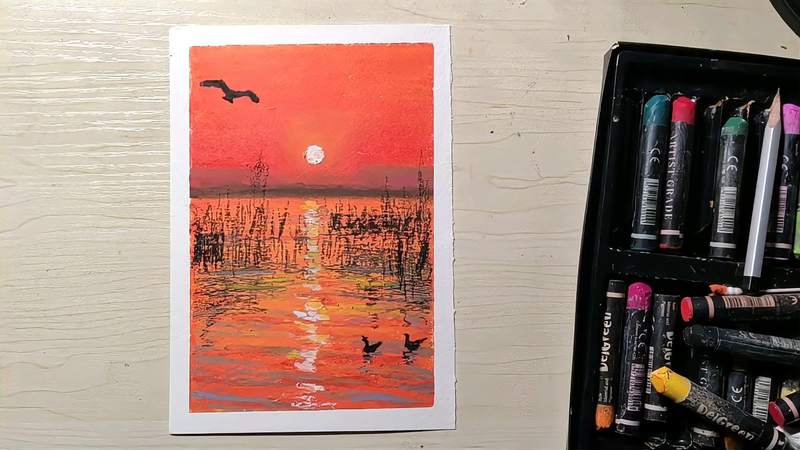 这样的景色画一次就能学会,挂哪里都漂亮,这就是油画棒的魅力