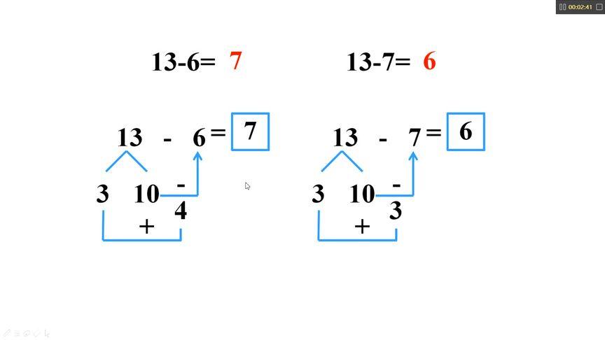 小学一年级数学下册第2单元第4课 十几减七、六
