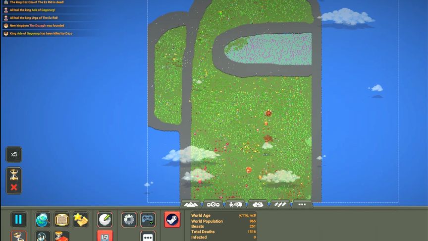 世界盒子上帝模拟器:我们之间小绿人身上玩四国大战