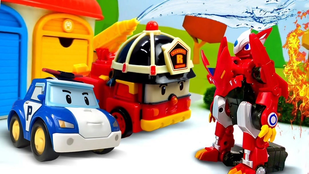 变形警车珀利玩具和变形金刚玩具,变形玩具消防车和玩具警车?