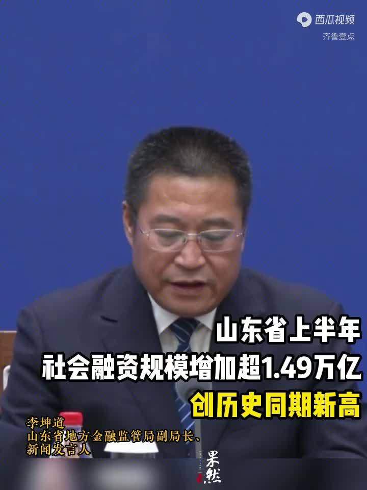 果然发布|山东省上半年社会融资规模增加超1.49万亿
