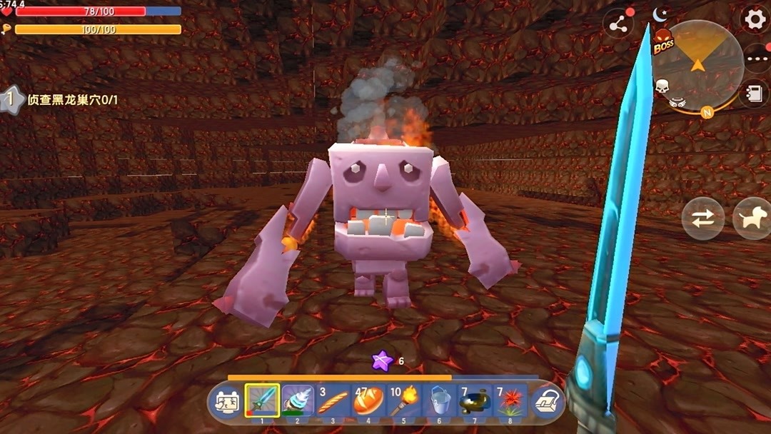 迷你世界:暗墨的生存 21 地心世界探险大战熔岩巨人