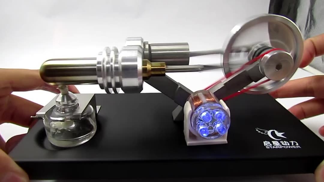 斯特林发动机模型发电机全金属材质带led灯