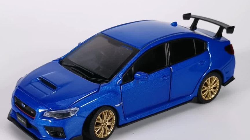斯巴鲁STI 1/32比例合金车模摆件玩具声光男孩玩具车转向减震功能