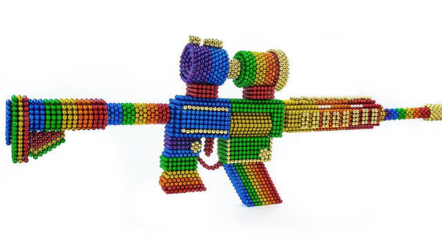 磁球这样玩太带劲了,达人教你用它制一把M416狙击枪模型