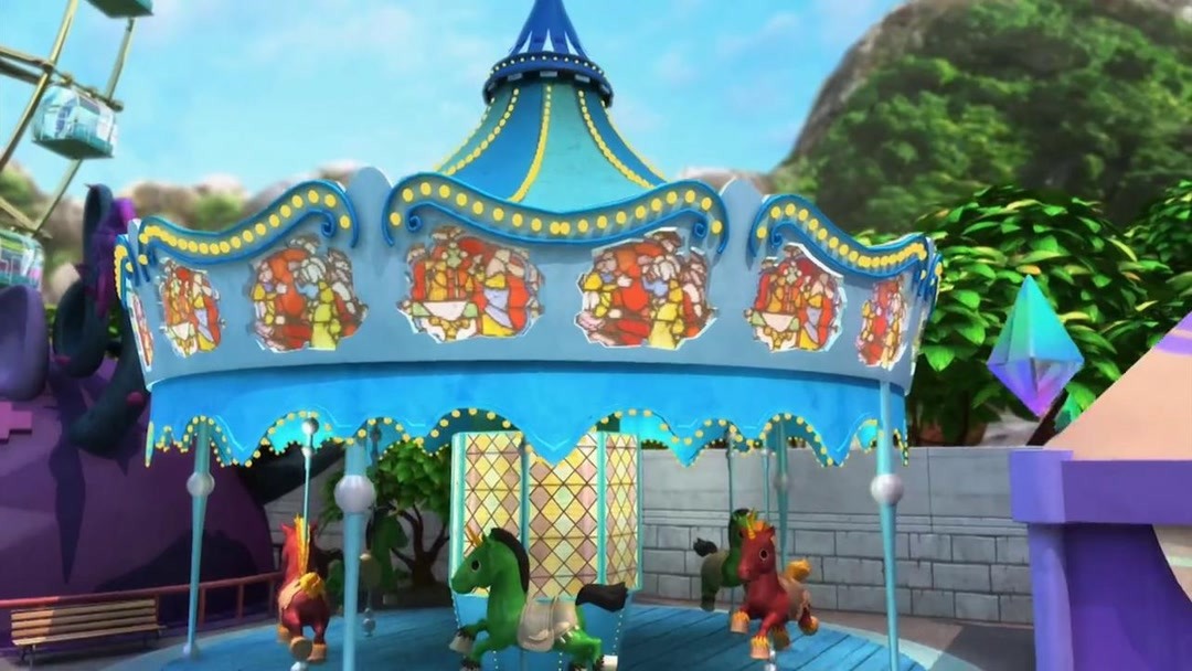 动画:贪玩的小猪猪,要试玩旋转木马,转晕了吧