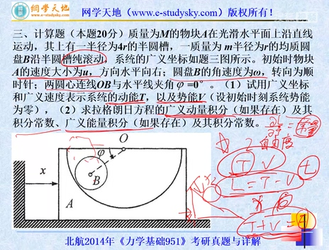 北航北京航空航天大学2014年力学基础951考研真题答案详解
