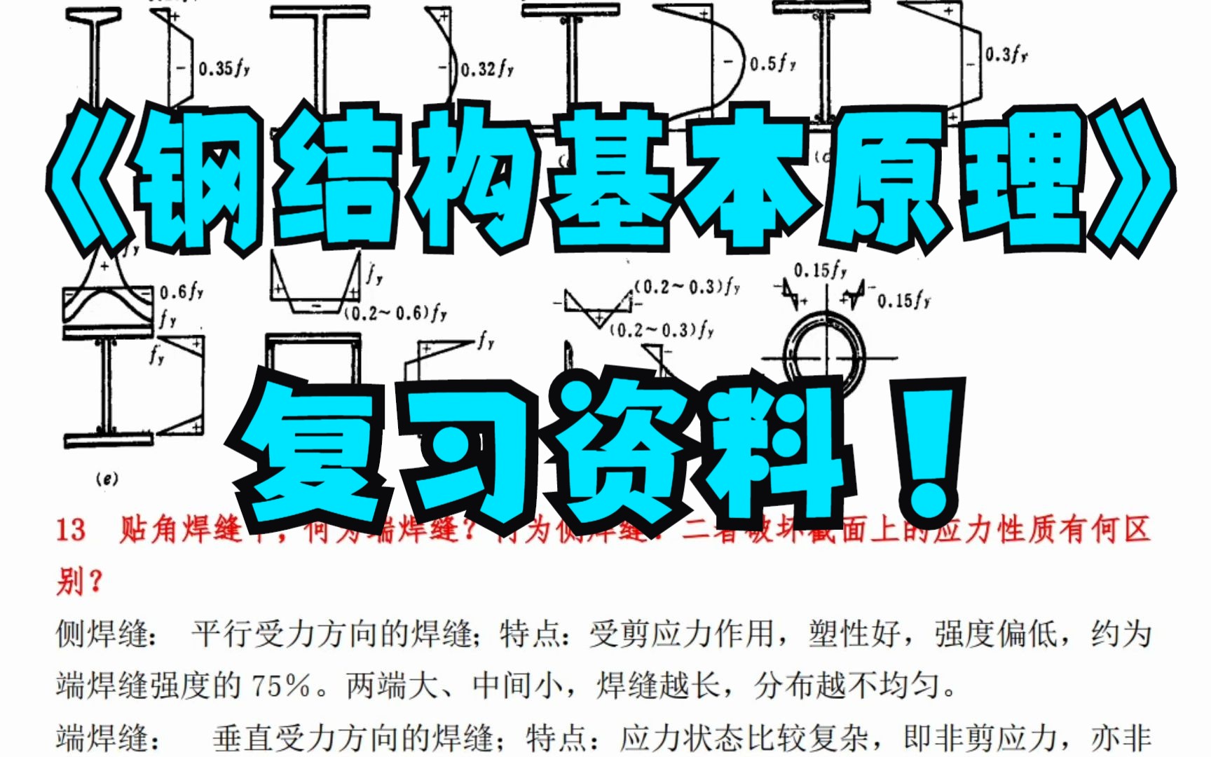 复习资料!《钢结构基本原理》重点笔记+知识点+试题及答案+题库