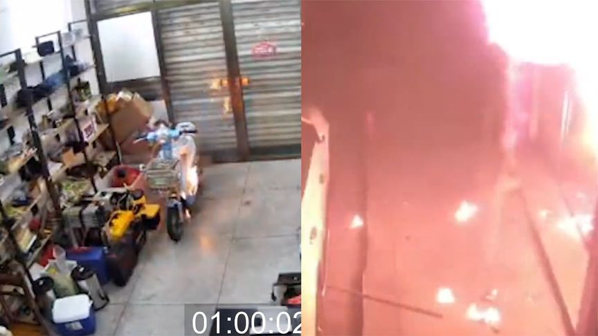 电动车室内充电2分钟爆10余次,99秒浓烟笼罩店铺,男子举动吓人