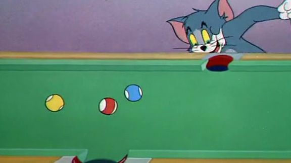 猫和老鼠,汤姆打台球吵醒了杰瑞