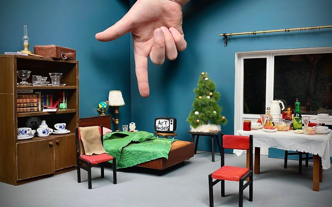 【场景模型(微型)——DIY 1:12比例《假期》电影中的房间模型 】【...