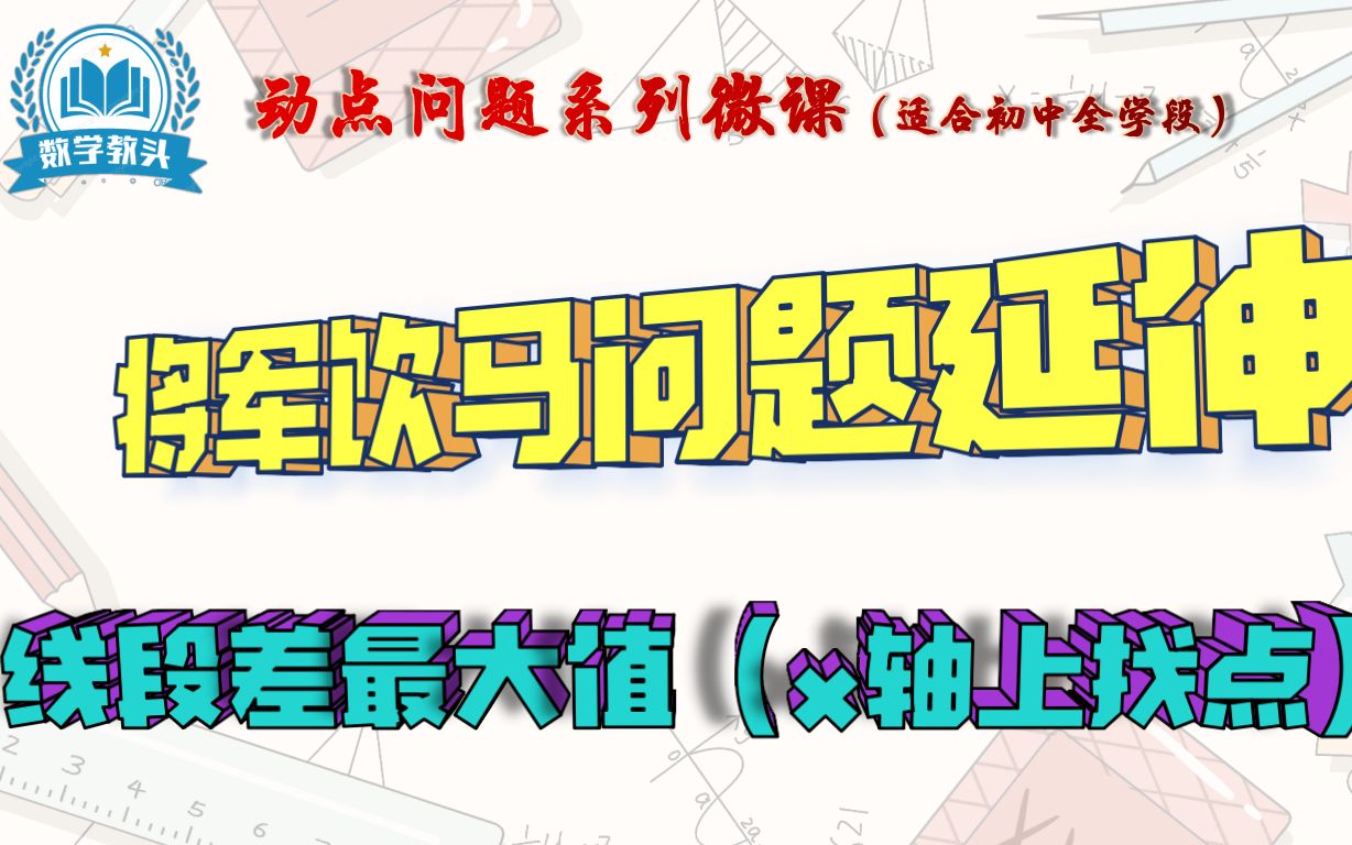 [系列微课]动点问题-将军饮马问题延伸-在x轴上找点使得线段差有最大值