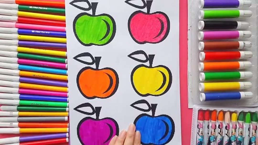 儿童绘画技巧给苹果涂上六种颜色