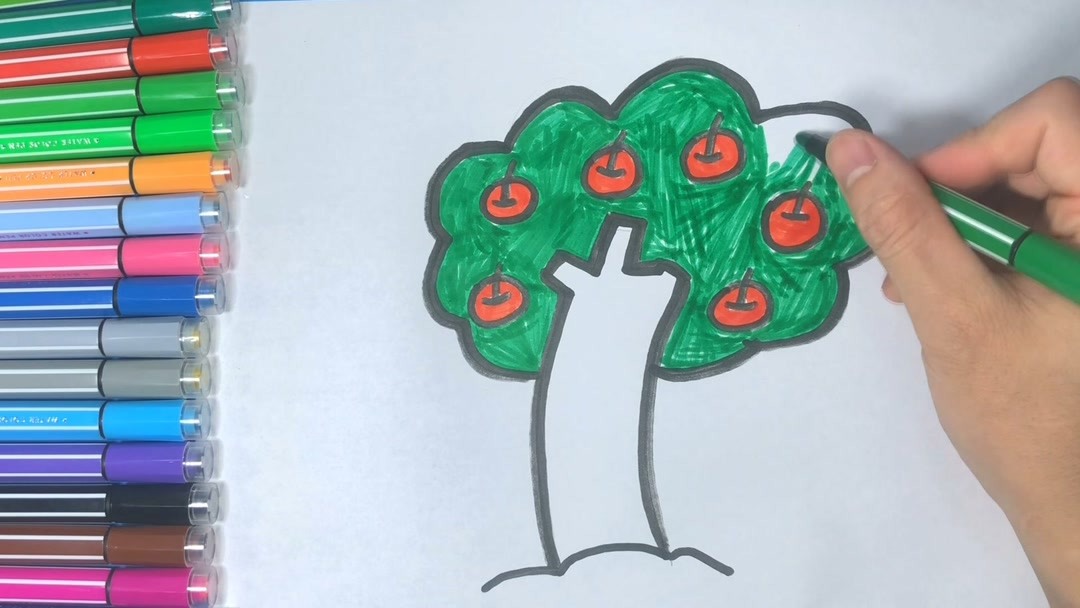 苹果树简笔画 幼儿苹果树简笔画 适合孩子画的苹果树简笔画