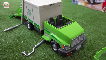 开箱组装厢式小货车,小卡车,故障托运车玩具