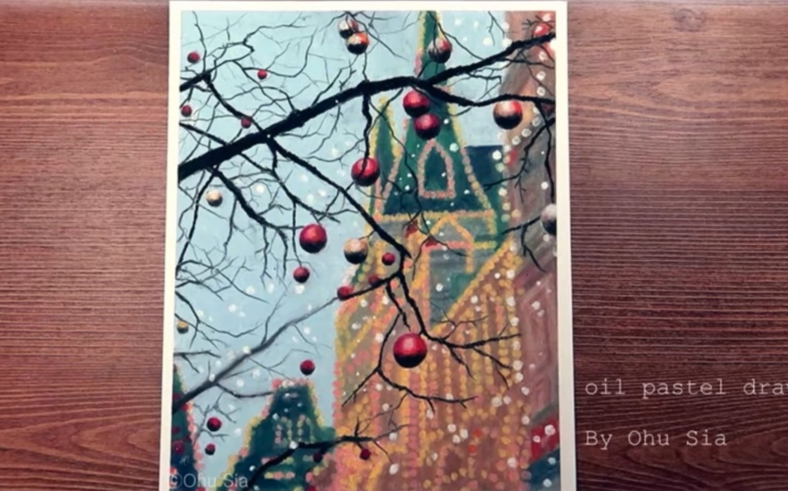 (油画棒)圣诞节绘画过程