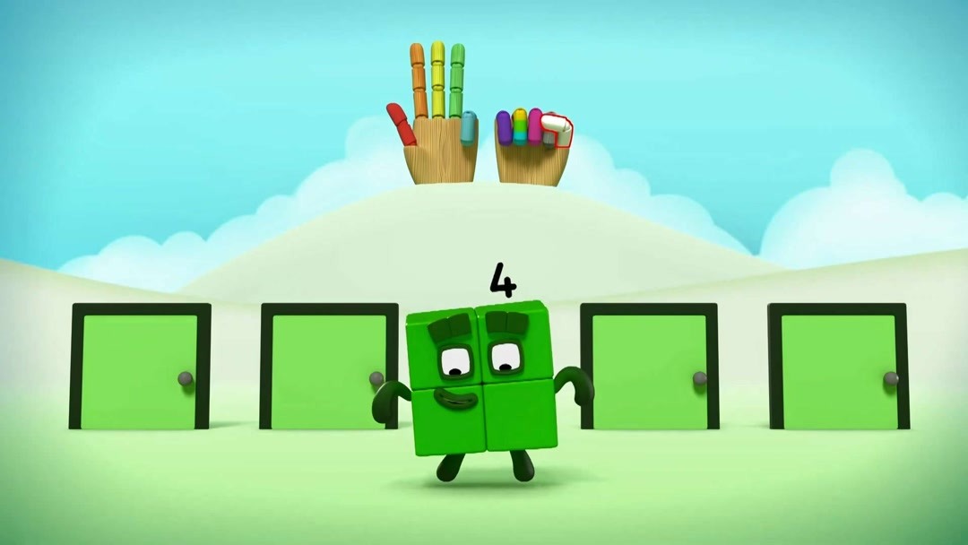 数字积木 早教动画:小4是绿色的 最喜欢正方形 力气很大