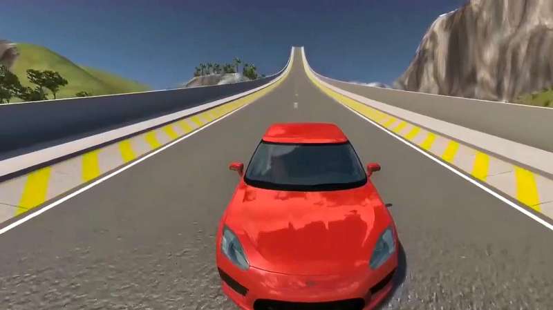 BeamNG:法拉利开足马力冲过钉刺带-模拟真实车祸