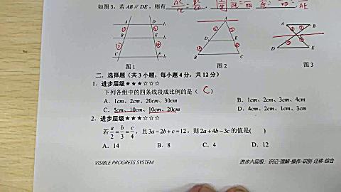2019暑假初三出门测第一讲成比例线段