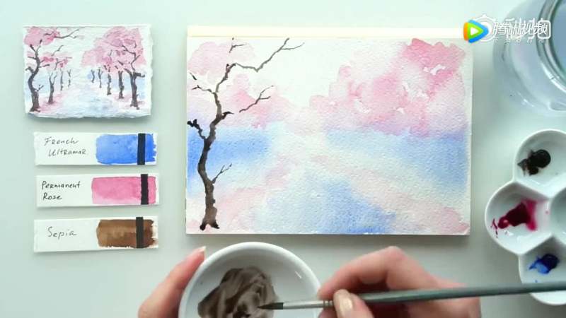 梦幻唯美的樱花树画法