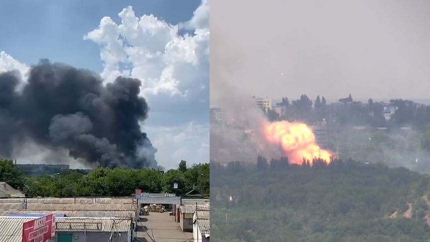 顿涅茨克卡玛斯汽车中心遭乌军袭击:连续多次爆炸,黑色烟柱冲天
