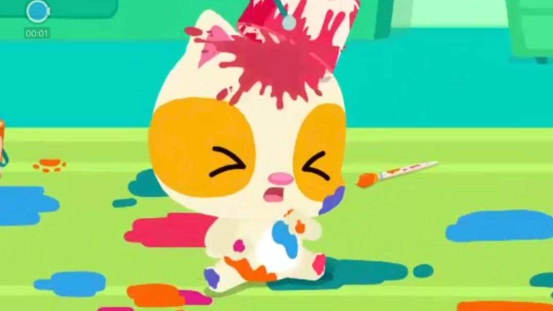 小花猫把颜料弄到身上了 会被妈妈责罚吗?宝宝巴士游戏