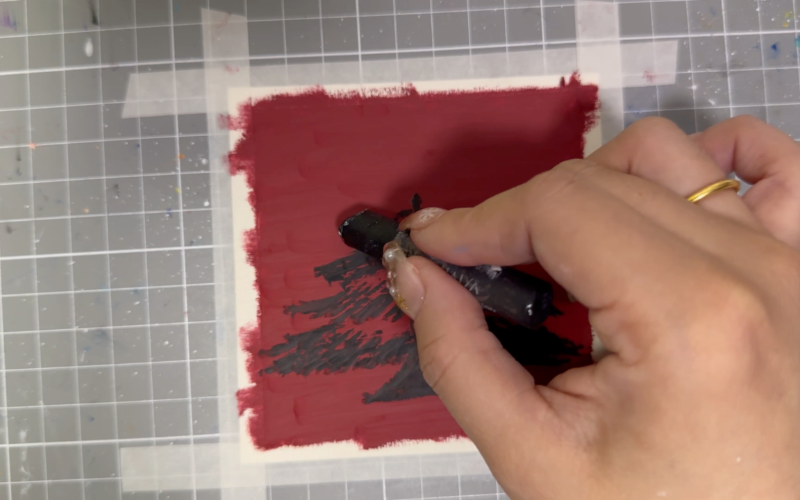 挑战365天绘画之旅 第8幅:用油画棒绘制温馨圣诞树ߎ