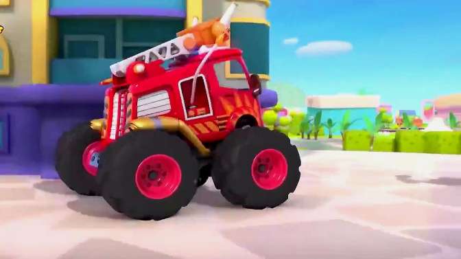 宝宝巴士动画:消防车发现着火地点,马上呼叫了救援队来帮忙