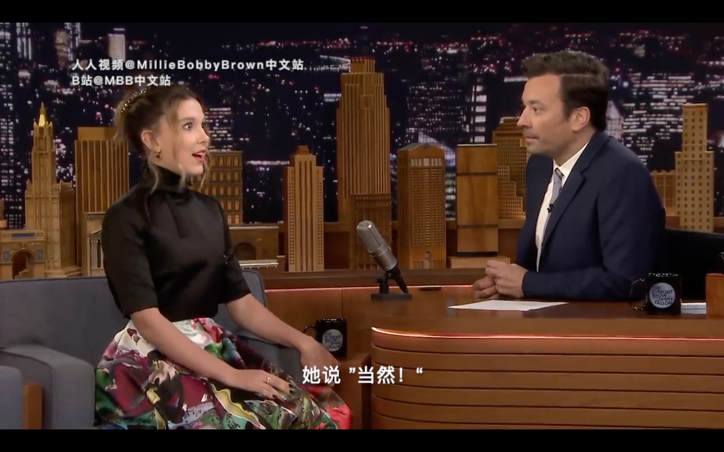 【Millie Bobby Brown】怪奇物语小11在肥伦秀上模仿囧雪诺,小表情也...