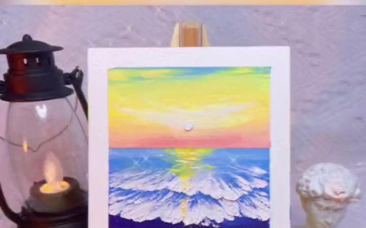 油画棒海浪教程,一起来画画吧