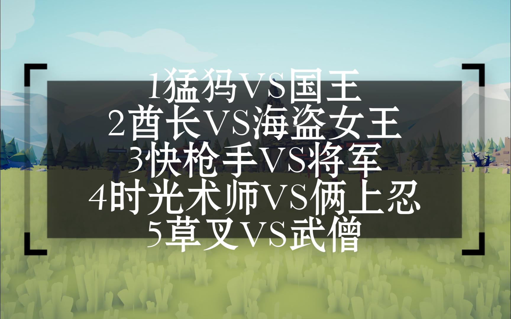 全面战争模拟器【1猛犸VS国王2酋长VS海盗女王3快枪手VS将军4...