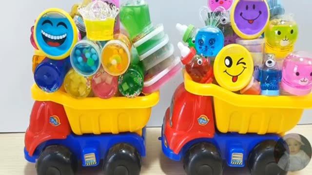 彩泥 橡皮泥 水晶混合 两个玩具卡车视频